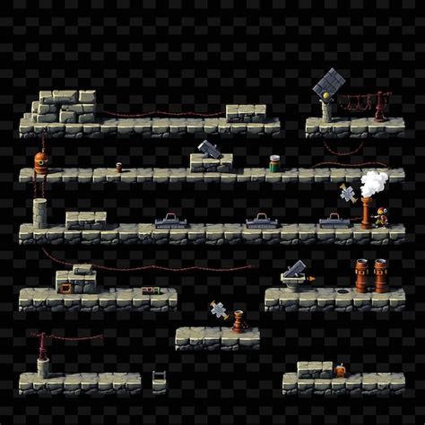 Pixel Stone Slabs Iron Bars Copper Wires Steam Exhausts Heavy Stone