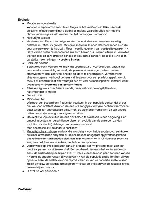 Dierkunde Samenvatting Evolutie Mutatie En Recombinatie Variaties In Organismen Door Kleine