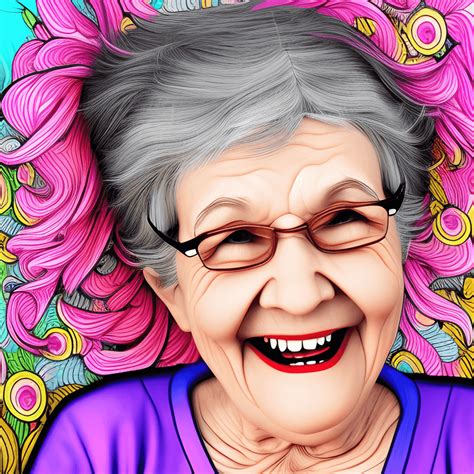 Funny Happy Granny Coloring Cartoon · Creative Fabrica