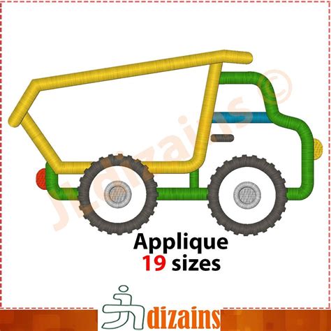 Dump Truck Applique Design Machine Embroidery Design Instant