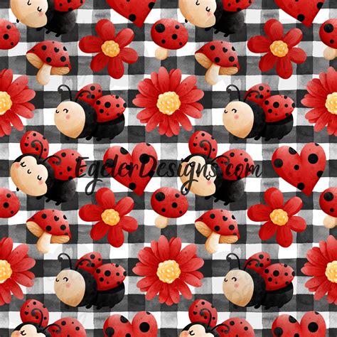 Seamless Lady Bug Pattern Bug Pattern Seamless Pattern Etsy