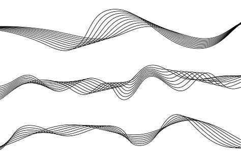 Set Black White Wave Line Pattern Abstract Background Technology Banner Vector Illustration