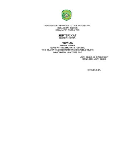 Sertifikat Pelatihan Pdf