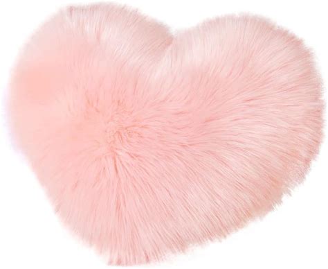Fluffy Heart Pillow Fluffy Faux Fur Throw Pillow Heart Shaped Sofa