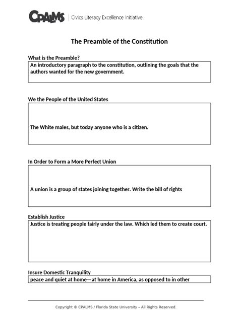 102224 Preamble To The Us Constitution Notes Pdf