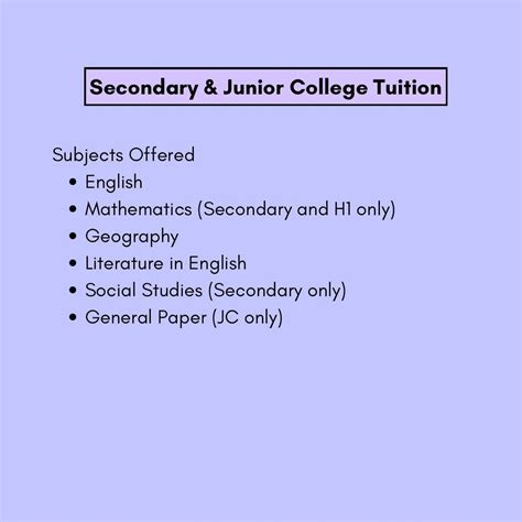 Secondary And Jc Tuition English Humanities And Mathematics