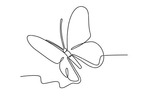 Premium Vector A Butterfly With Simple Wing Patterns Butterfly Oneline Drawing