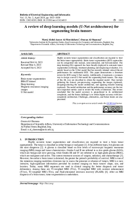 Pdf A Review Of Deep Learning Models U Net Architectures For