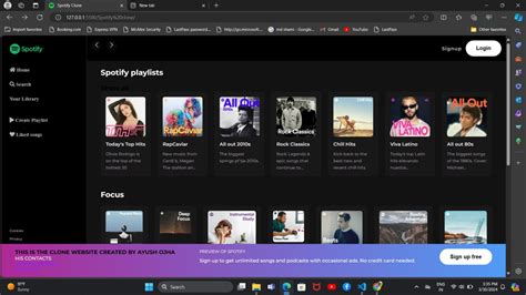 My New Project A Frontend Clone Of Spotify Ayush Ojha Posted On The
