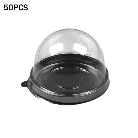 50 Pack Mini Cake Containers Clear Plastic Small Cupcake Boxes Wit G3w5