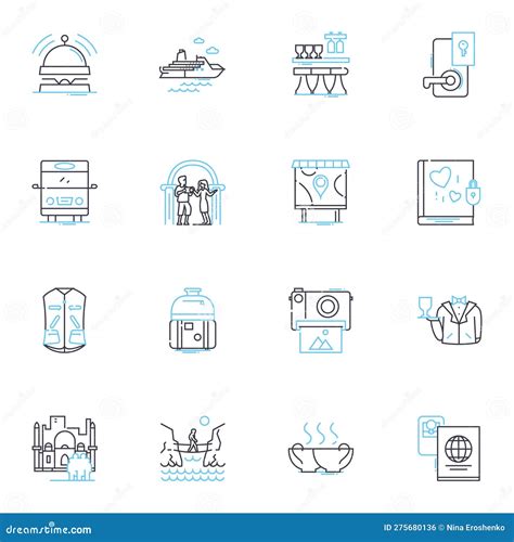 Work Excursions Linear Icons Set Adventure Team Building Nerking Fun Bonding Learning