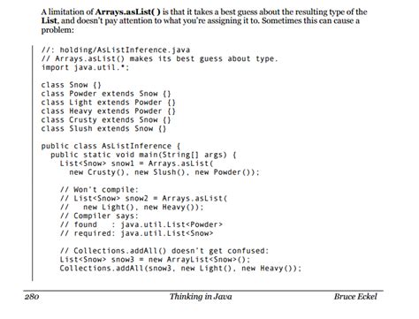 inheritance the limitation of arrays aslist is not true in thinking