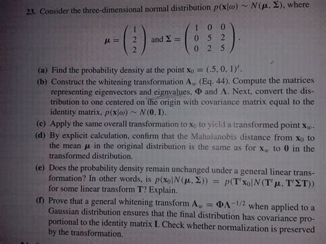 Consider The Three Dimensional Normal Distribution
