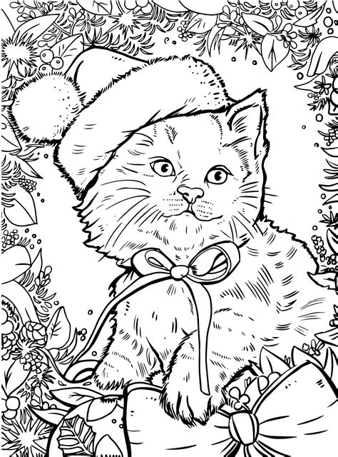 Новогодняя кошечка Holiday Coloring Book Christmas Coloring Pages