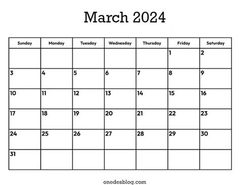 43 Free Printable March 2024 Calendars Cute And Basic Printable