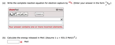 Solved A Write The Complete Reaction Equation For Electron Chegg Com