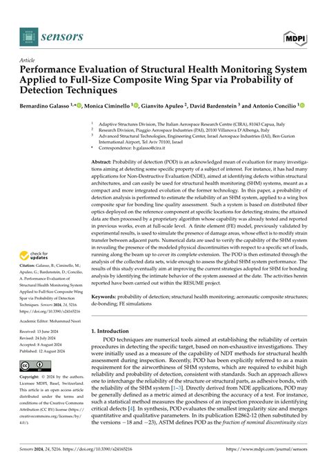 Pdf Performance Evaluation Of Structural Health Monitoring System Applied To Full Size