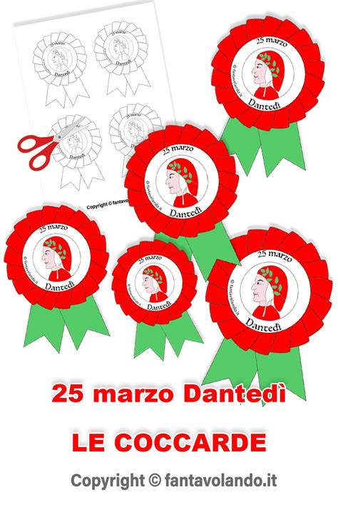 Dantedì 25 marzo le coccarde Dante alighieri Schede Infanzia