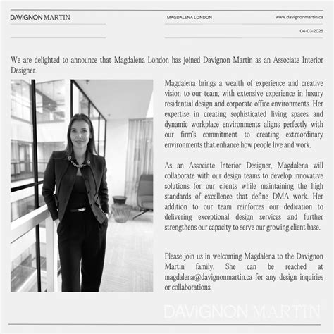 Welcome To Our New Associate Interior Designer Davignon Martin