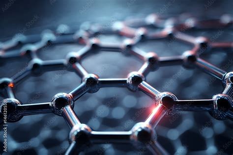 Realistic Microscope Photo Of A Graphene Sheet At Nanoscale Showing Hexagonal Lattice Structure