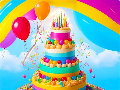 Lindo Pastel De Cumpleaños Generado Por Ia Foto Premium