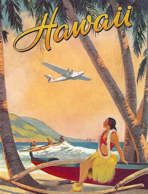 Hawaii Vintage Airline Poster By Long Shot