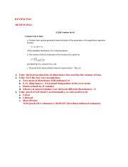 Econometrics Review Docx REVIEW PS 1 REVIEW PS 2 1 False The