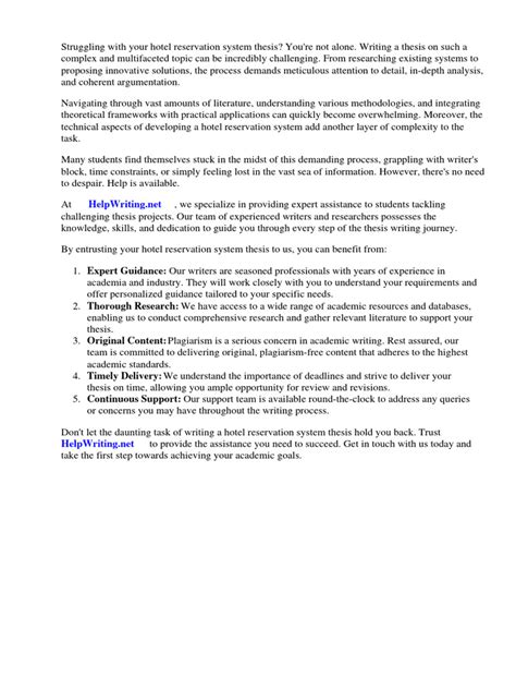 Hotel Reservation System Thesis Pdf Thesis Databases
