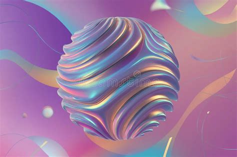 A Vibrant And Abstract Scene With A Spherical Object At Its Center Stock Illustration