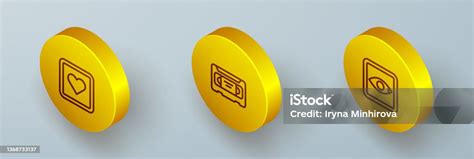 하트 Vhs 비디오 카세트 테이프 및 등급 동영상 아이콘과 같은 등극 선을 설정합니다 벡터 3차원 형태에 대한 스톡 벡터 아트 및 기타 이미지 Istock