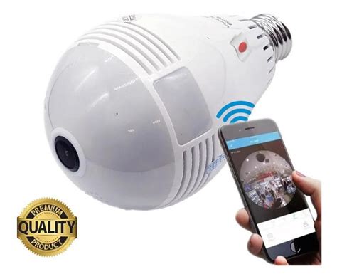 Lâmpada Espiã Câmera Ip Led Wifi Hd Panorâmica 360º Celular v380