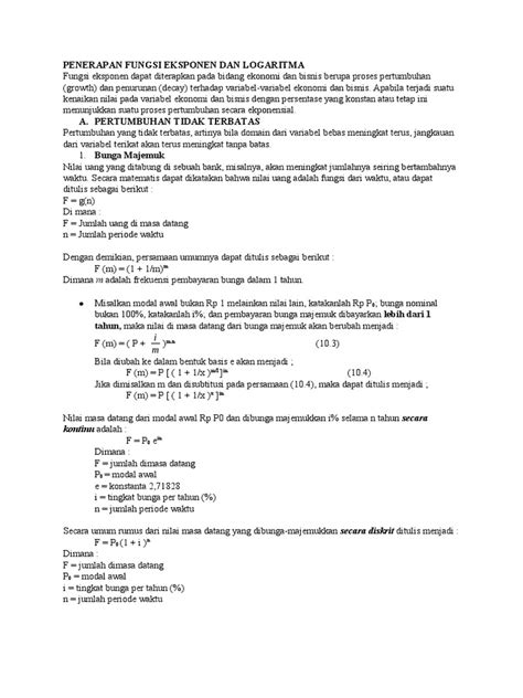 Penerapan Fungsi Eksponen Dan Logaritma Pdf