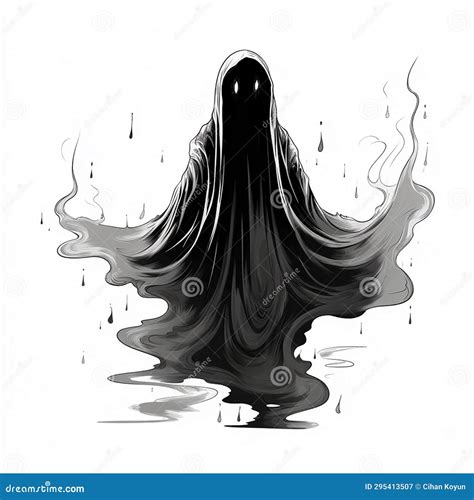 Horror Halloween Ghost Drawing With A Realistic Style Stock