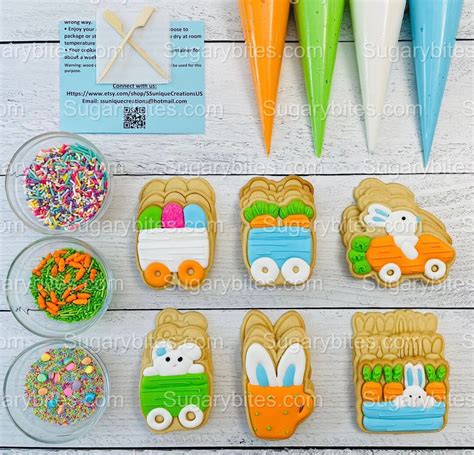 Easter Cookie Decorating Kit Easter Diy Cookie Kit Includes 24 Items Large Cookies