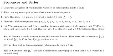 Solved Sequences And Series 1 Construct A Sequence Of Real