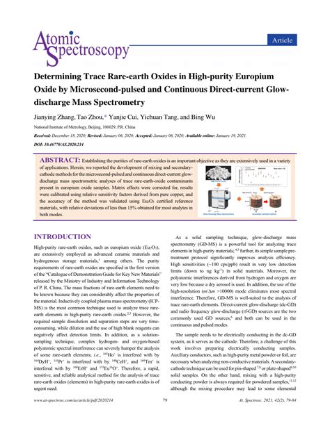 Pdf Determining Trace Rare Earth Oxides In High Purity Europium Oxide