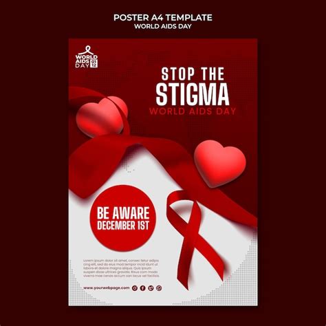 Modelo De Pôster Do Dia Mundial Da Aids Psd Grátis
