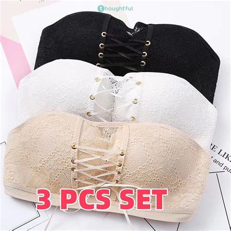3pcsset Ladies Bra Beautiful Back Strapless Invisible Underwear