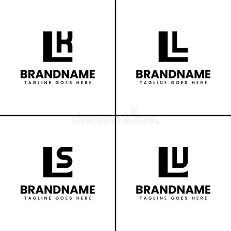 Letters Lk Ll Ls Lu Monogram Logo Set For Lk Kl Ll Ls Sl Lu Ul Initials Stock Illustration