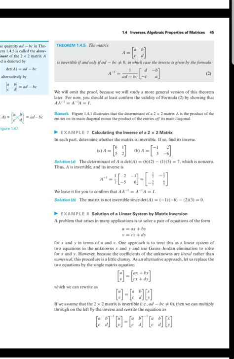 Solved 14 Inverses Algebraic Properties Of Matrices 45 E