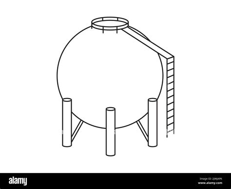 Industrial Vector Illustration Of A Petrol Oil Or Water Tank Isolated