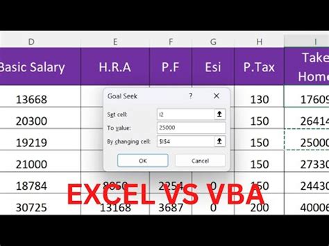 Excel V S Vba Example 1 Goal Seek In Excel Vba Excel Vba