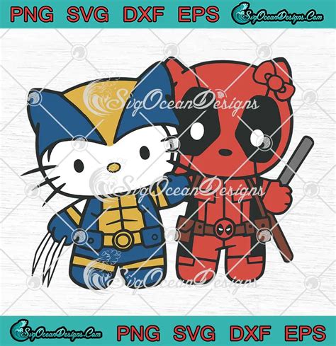 Kitty Deadpool And Wolverine Svg Cute Hello Kitty Halloween Svg Png Cricut File