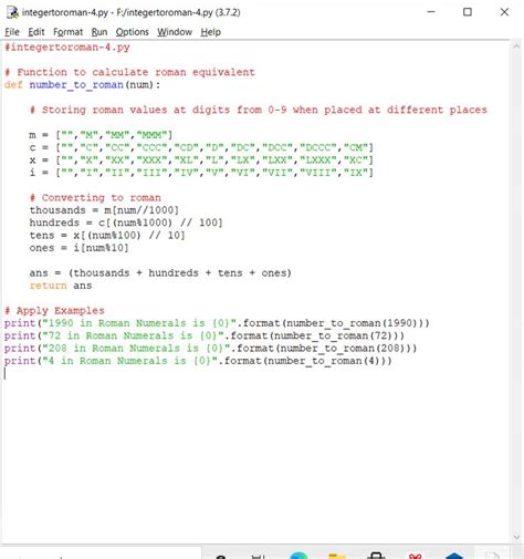 Python Code For Converting Integers To Roman Numerals Using Lists No