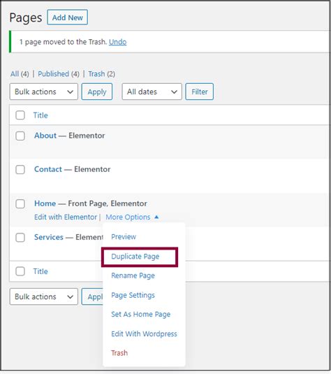 Duplicate An Elementor Page Elementor
