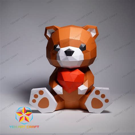 DIY Teddy Bear Papercraft PDF SVG Template For Creating D Teddy Bear Paper Craft Low Poly