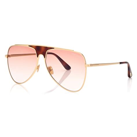 Tom Ford Ethan Sunglasses Pilot Sunglasses Shiny Deep Gold