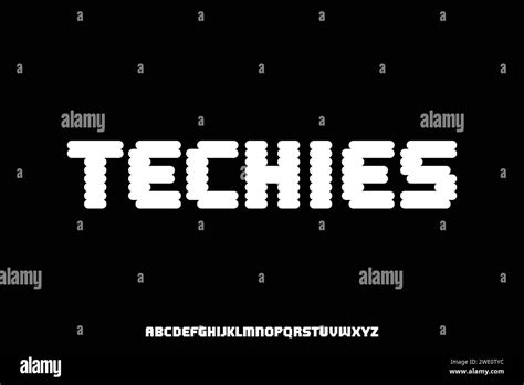 Modern Bold Pixel Bit Alphabet Display Font Vector Games Typeface