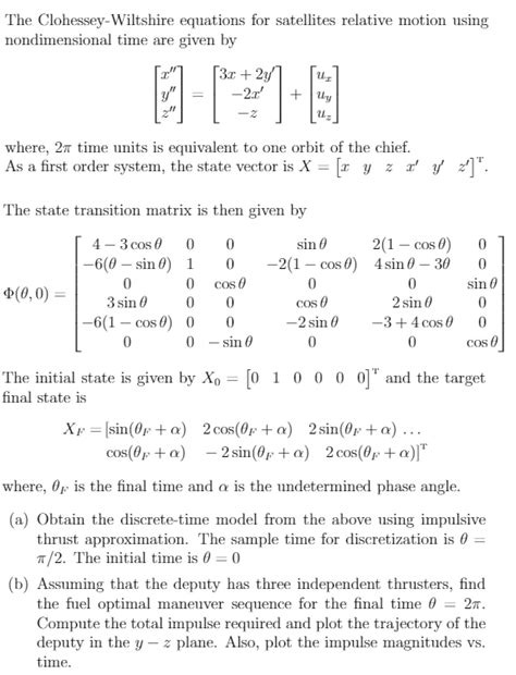 The Clohessey Wiltshire Equations For Satellites