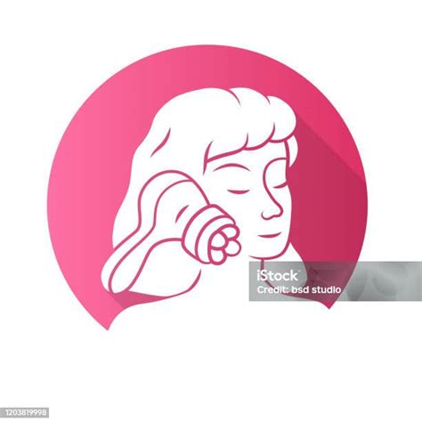 얼굴 마사지 플랫 디자인 긴 그림자 문 양 아이콘입니다 가정용 미용 장치 화장품 기기 스킨 케어 미용실 스파 절차 벡터 실루엣